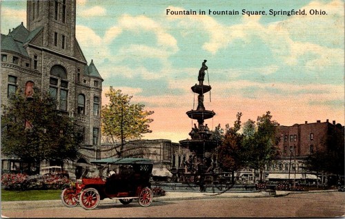 Postcard Fountain in Fountain Square Springfield Ohio 1912 | eBay