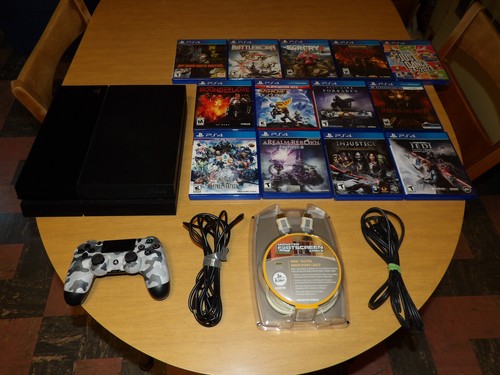 SONY PLAYSTATION 4 PS4 Jet Black 500GB Console Bundle with 13 Games ...