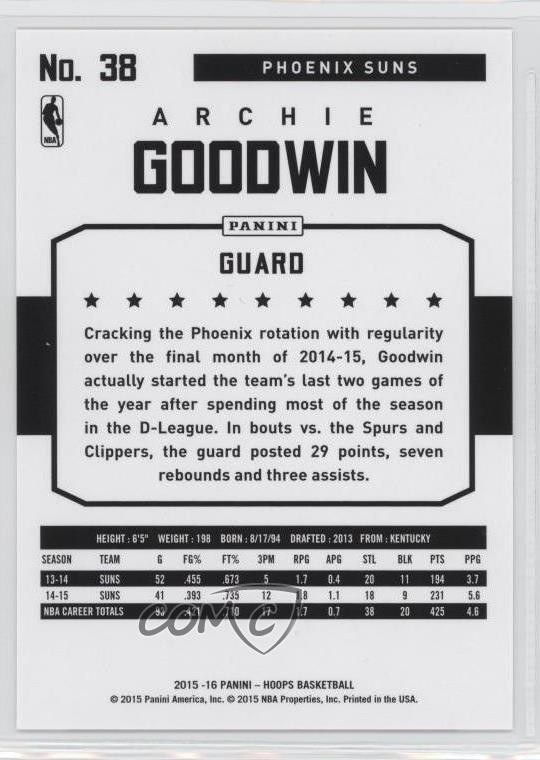 2015-16 Panini NBA Hoops Archie Goodwin #38 | eBay