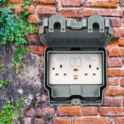 Outdoor Socket Weatherproof Storm RCD Socket Double Switched 13A 2 Gang ...