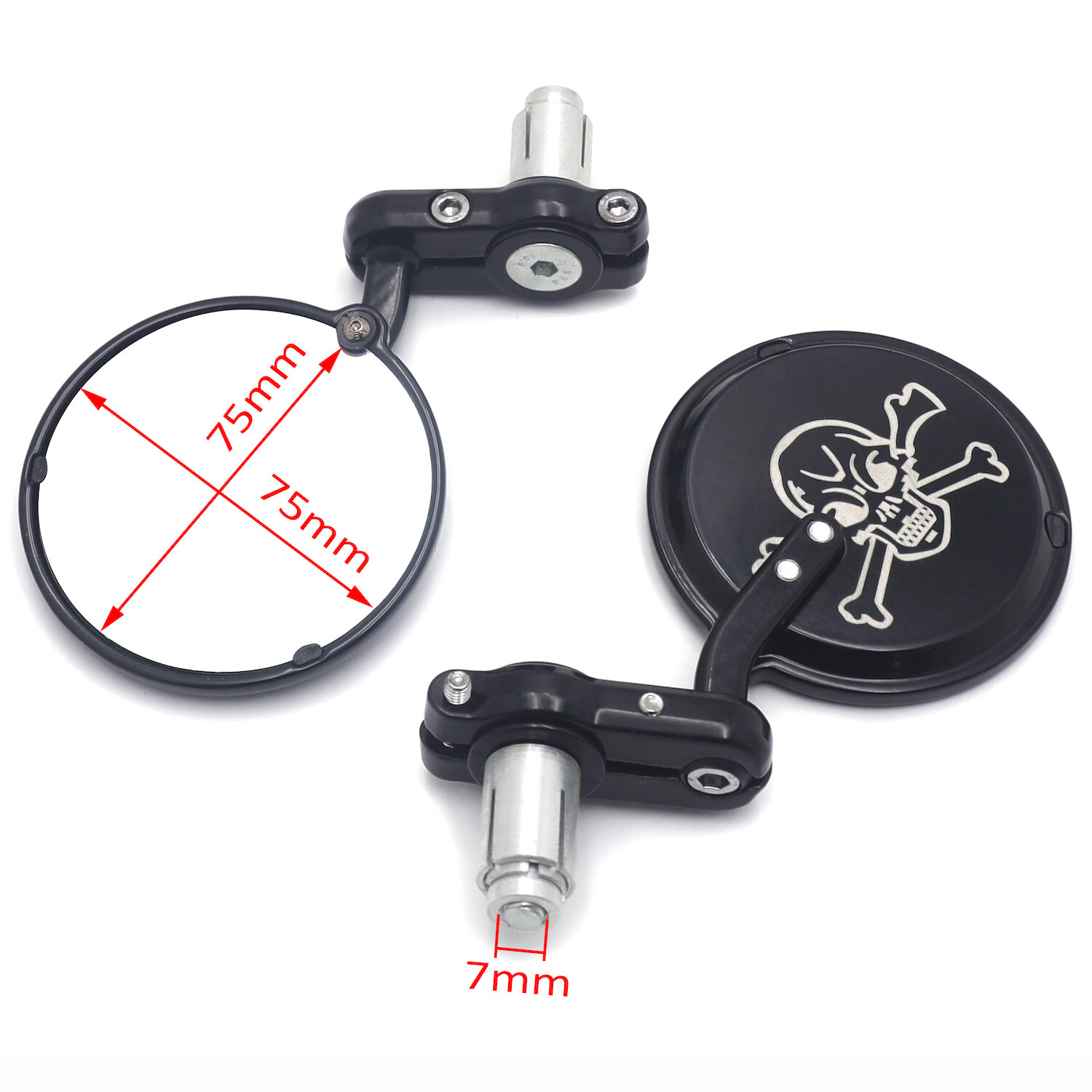 Round Rearview Mirrors 25mm 1" Bar End For Motorcycle Chopper Cafe ...