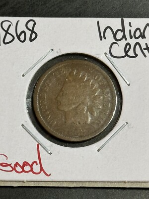 1868 Indian Head Cent Penny G+ Good Better Date Coin (Raw14361) | eBay