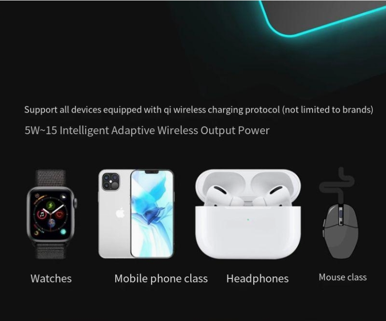 ALIENWARE RGB Game Mouse Pad 15W Qi Wireless Phone Charging Desk 800mm ...