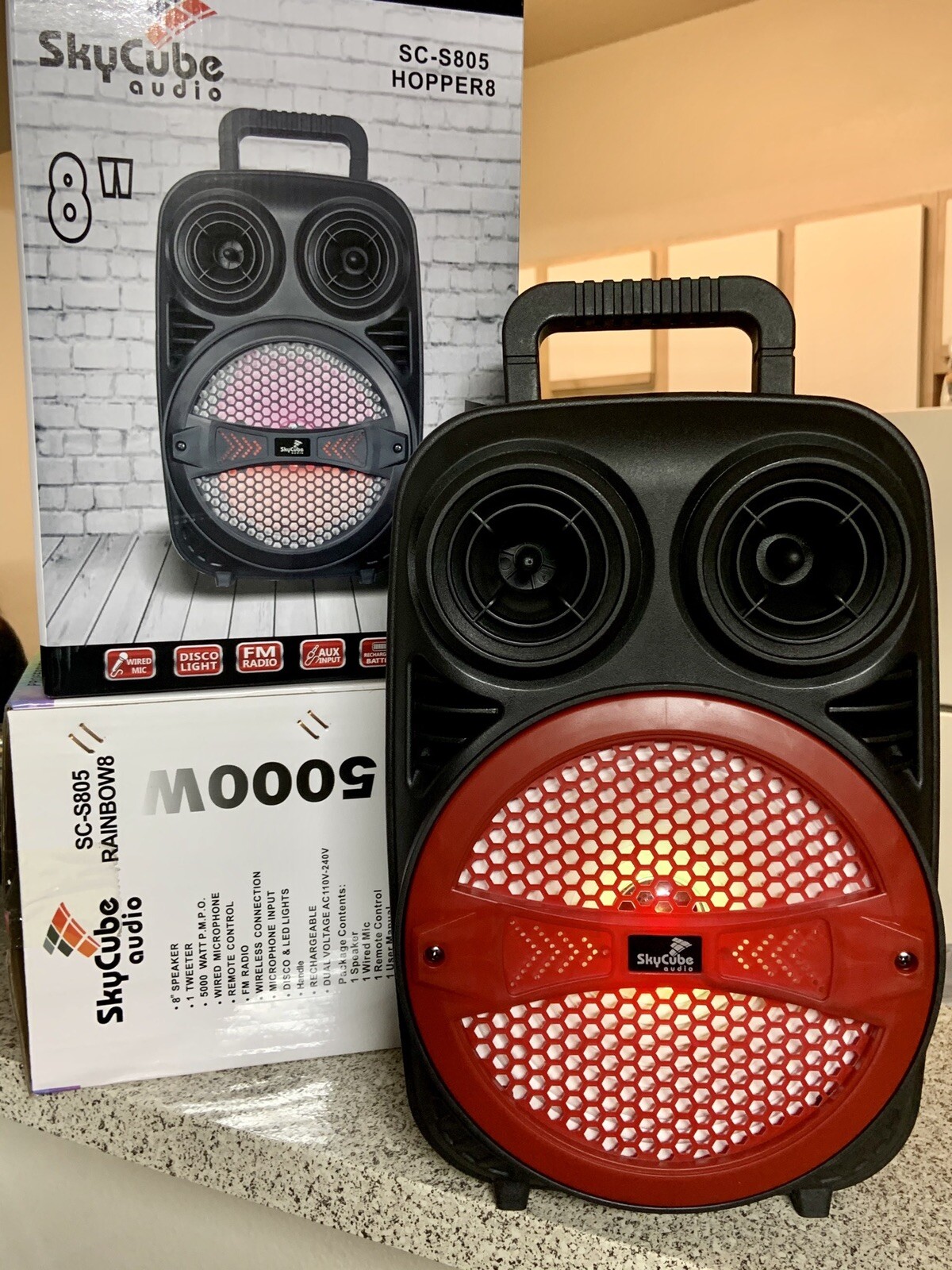 bluetooth speaker portable SkyCube 5000W P.M.P.O 8” +1 Tweeter ...