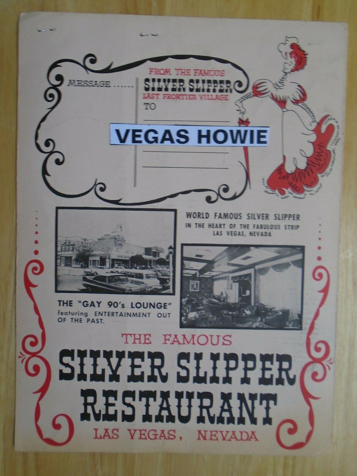LAS VEGAS UTOPIA Silver Slipper Menu Photo Postcard Last Frontier ...