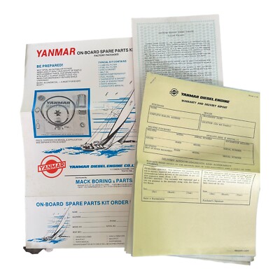 YANMAR On Board Spare Parts Kit Order Form + Warranty Paperwork Papers ...