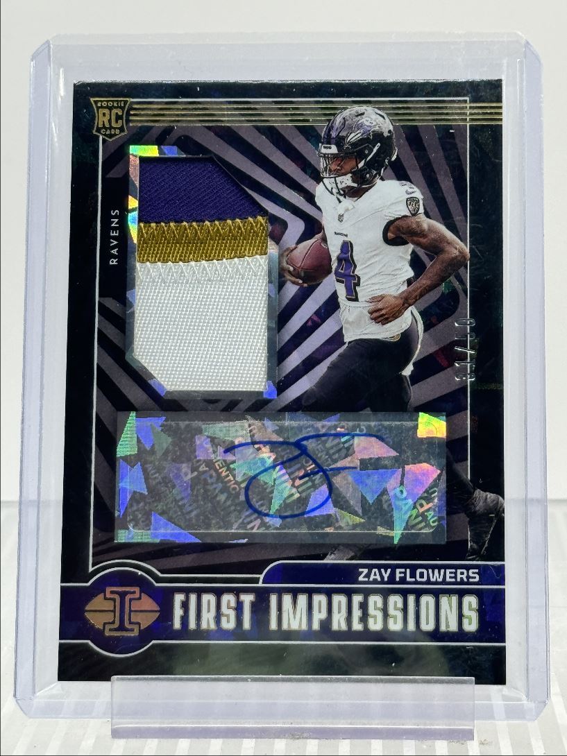 ZAY FLOWERS 2023 ILLUSIONS BLACK ICE FOTL RPA ROOKIE PATCH RC AUTO /50 ...