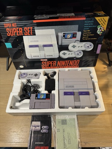SNES Nintendo Console Super Set Complete CIB w/ Super Mario World ...