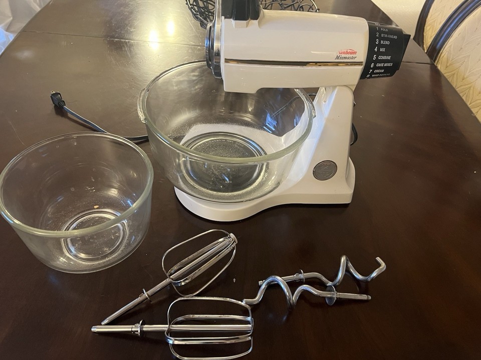 Vintage Sunbeam Mixmaster Model 2360 Mixer 12 Speeds 2 Bowls Hooks ...