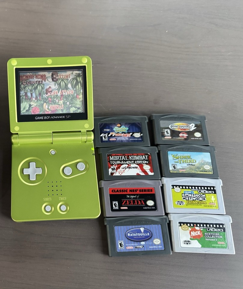 Nintendo Game Boy Advance SP Lime Green 9 Games Bundle Case Billy & Mandy SEALED | eBay