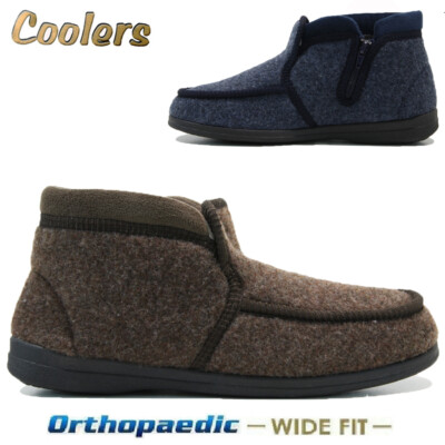 MENS DIABETIC ORTHOPAEDIC WINTER WARM WOOL ZIP WIDE SHOES SLIPPERS ...