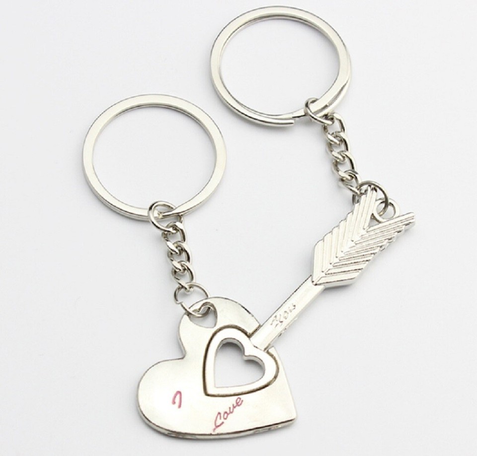 Romantic Couple Keychain Set Heart Keyring Matching Keychain Valentines ...