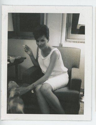 Vintage Photo Gorgeous Thin Raven-Haired Woman Smoking Cocktail Hour ...