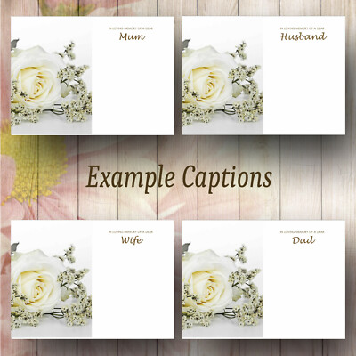 Large Funeral Florist Message Cards Single White Rose Pack of 9 (Design ...