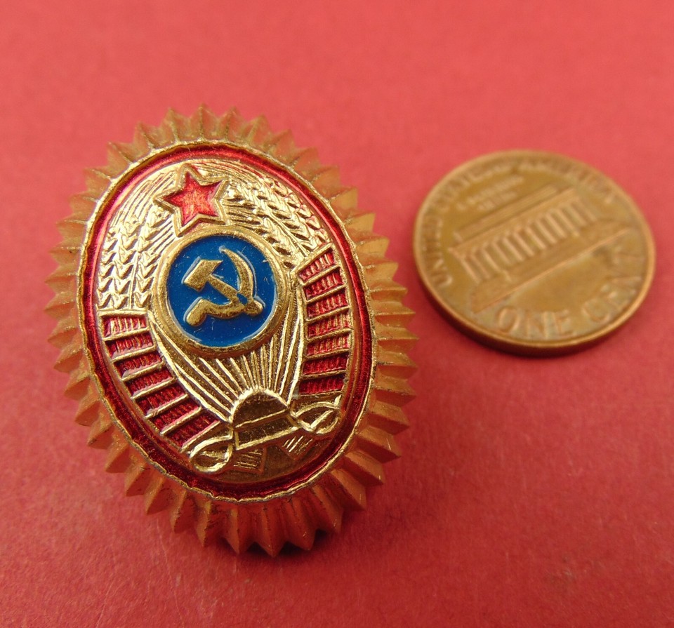 Soviet MVD Officer Hat Badge Insignia A+COND ORIGNL USSR Police Side ...