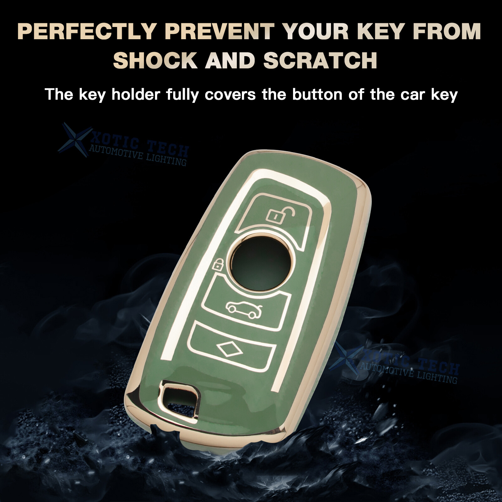 Set Green Full Covered Smart Key Cover Shell w/Keychain For BMW X3 X4 ...