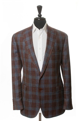 TailoRED Harry Rosen Brown Check Silk Linen Blazer 29947 | eBay