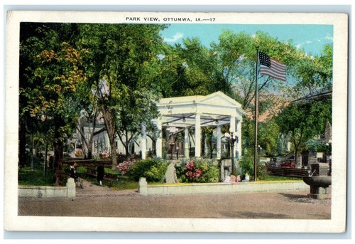 c1920's Park View Ottumwa Iowa IA US Flag Bandstand Antique Unposted ...