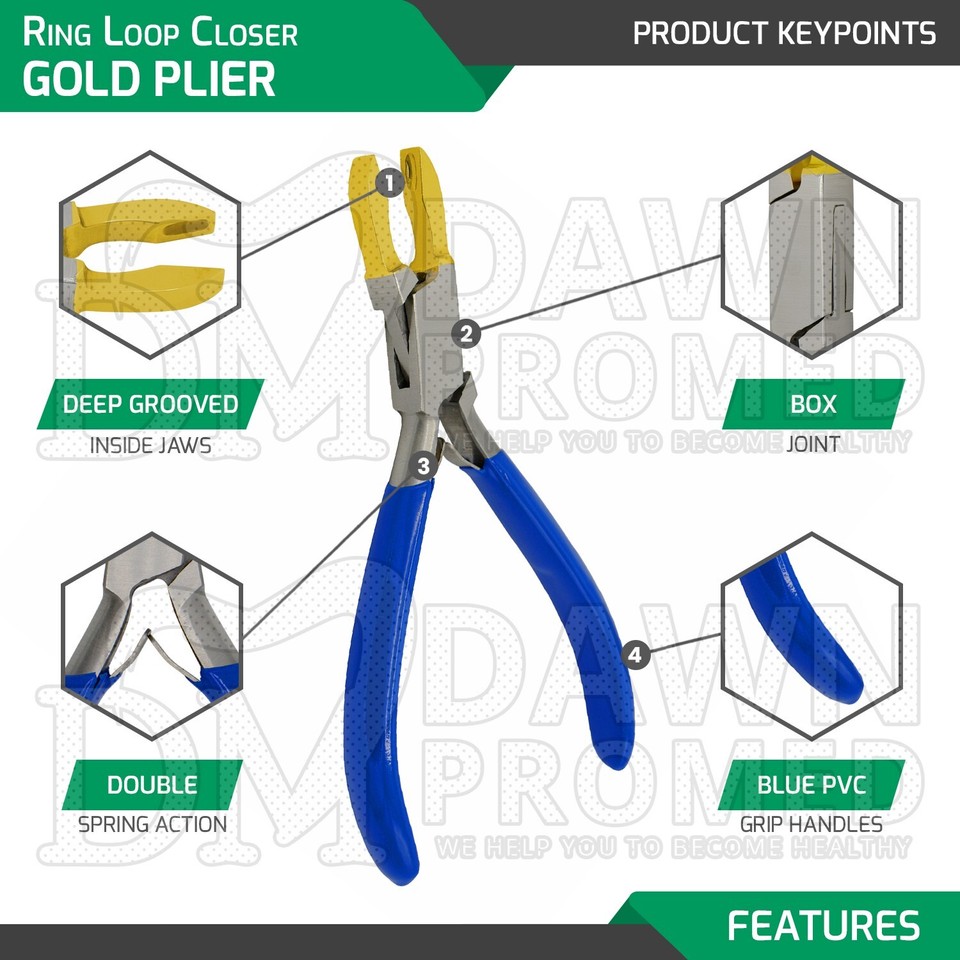 Ring Loop Closing Plier 5.6" With Gold Jaws Jewelry Jump Ring Closer ...