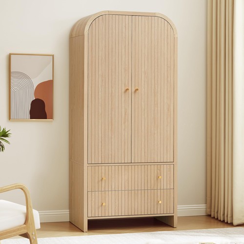 Arched Armoire Wardrobe Closet Mid-Century Modern 2-Door Freestanding ...