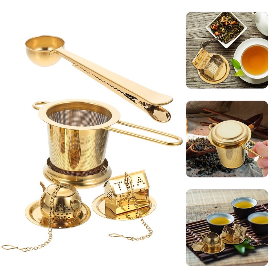 1 Set Tea Ball Infuser Small Strainer Dish Spoon Stainless Steel Loose ...