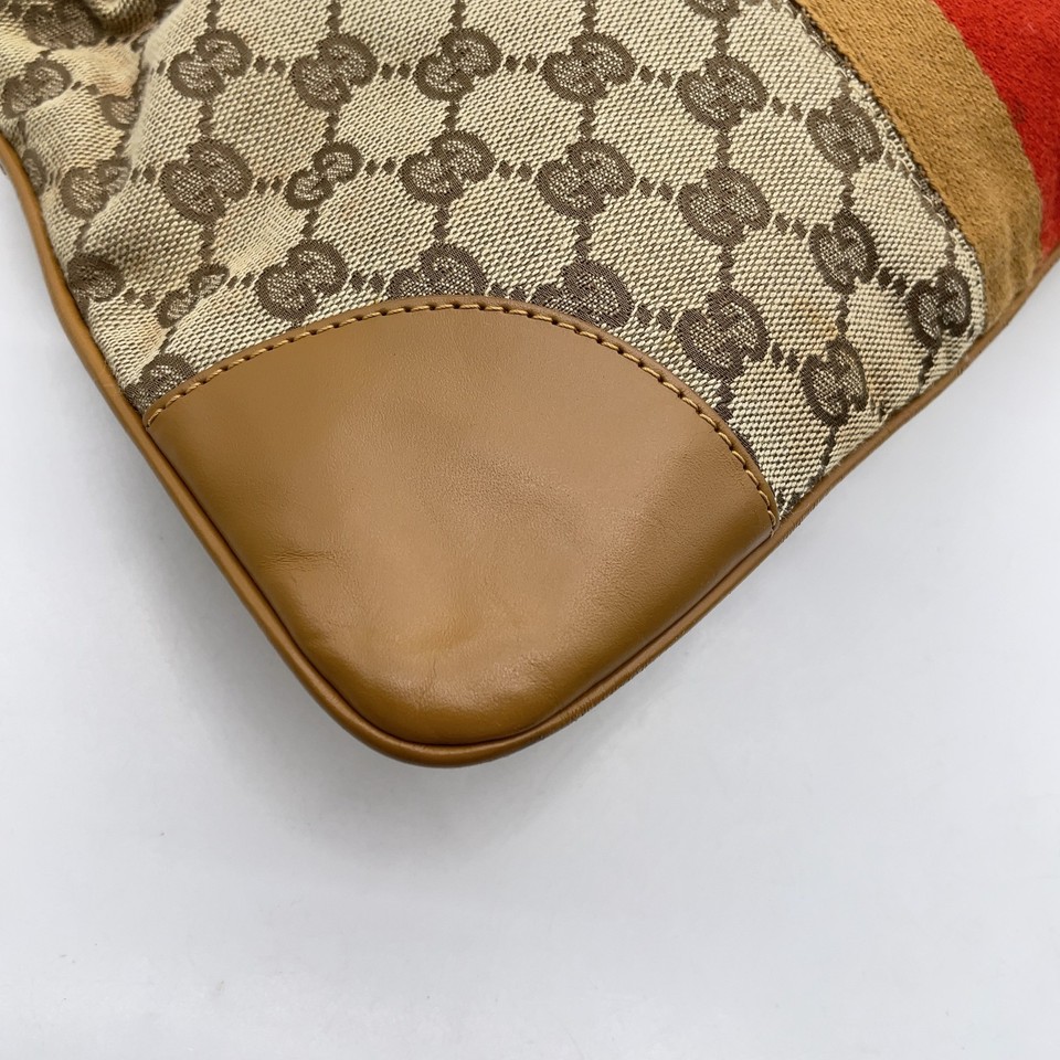 Auth Gucci Jackie GG Canvas Leather Red Beige001 4057 Handbag W/Bag ...