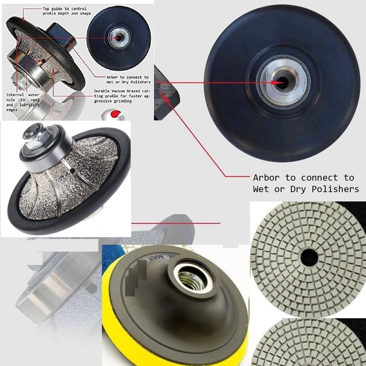 1 1/4" Half bullnose 30mm Diamond Router Bit 16 Marble Granite Stone ...