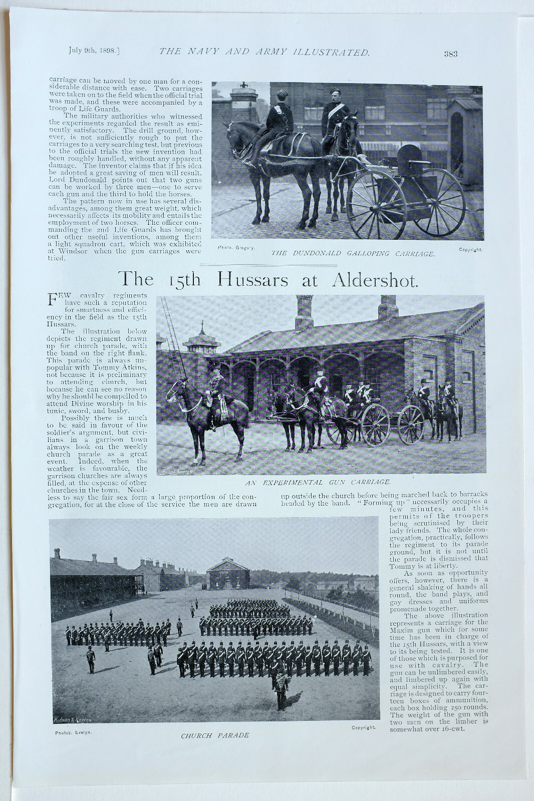 1898 PRINT LORD DUNDONALDS NEW GUN CARRIAGE ~ GALLOPING CARRIAGE | eBay UK