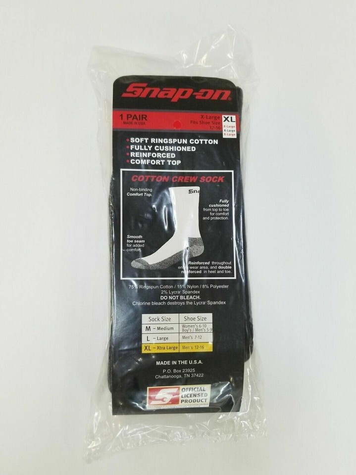 3 Pairs Men's Black Snap On Tools Crew Socks XL FREE Shipping MADE IN ...