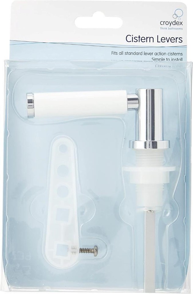 Croydex Cistern Lever Fits all Standard Lever Cisterns White Chrome ...