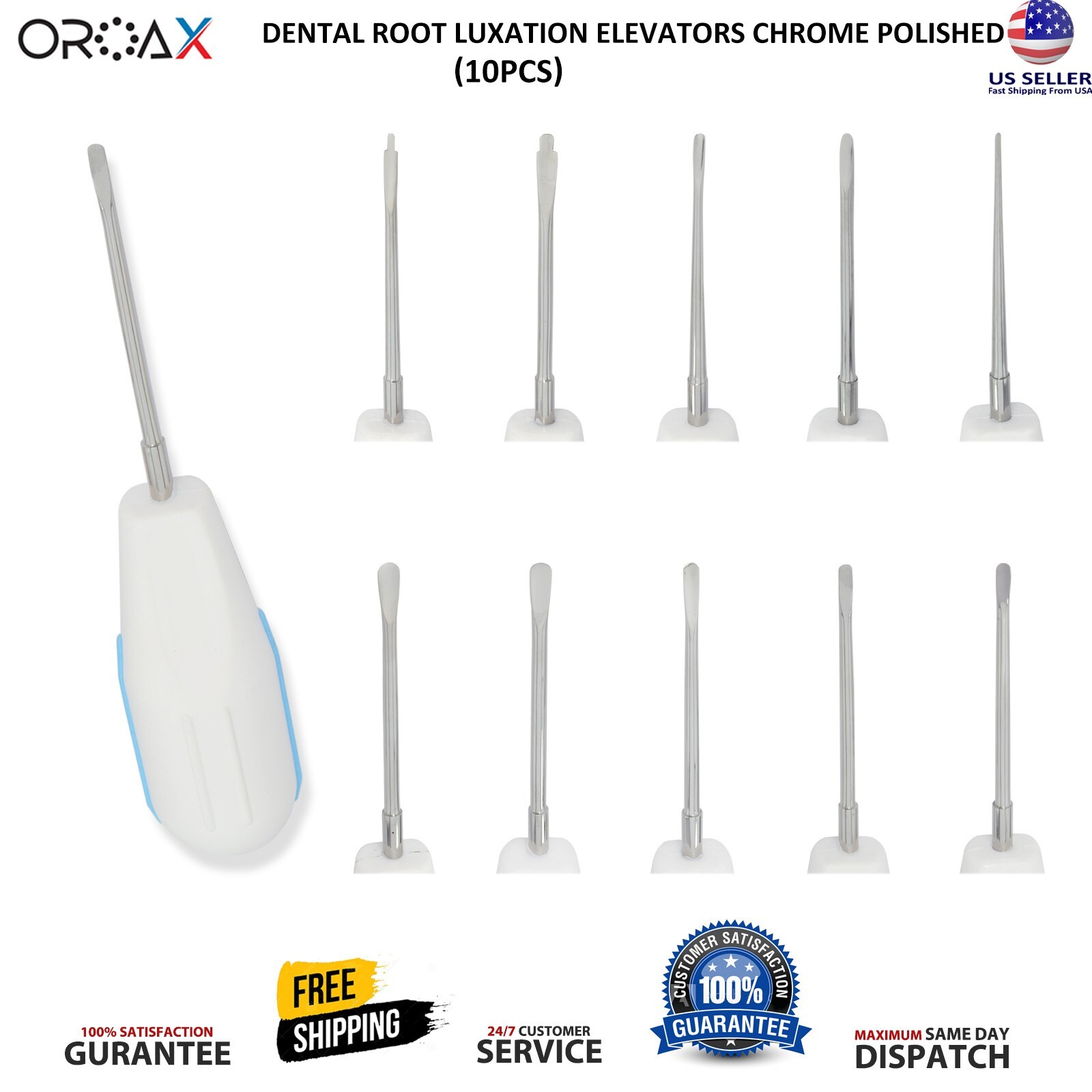 10 Pcs white Dental Root Elevators Oral Surgery PDL Luxating Tooth ...