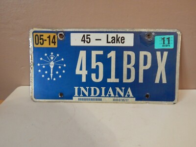 2011 INDIANA Passenger Car License Plate #451BPX~Lake County~VG Shape ...
