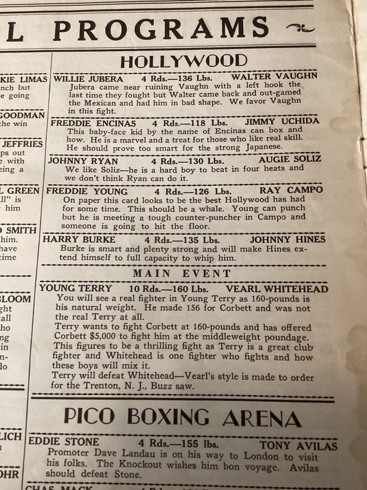 Mickey Walker Maxie Rosenbloom Knockout Boxing Program Olympic May 1934 ...