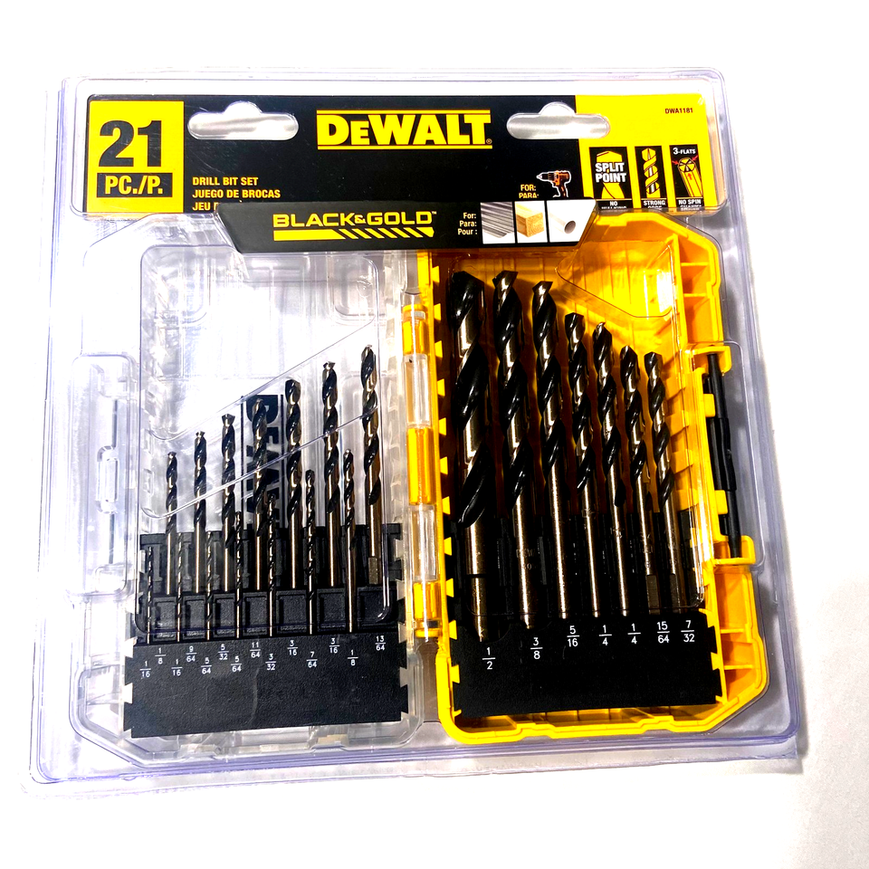 Dewalt Black & Gold 21pcs Drill Set & Case #DWA1181 | eBay