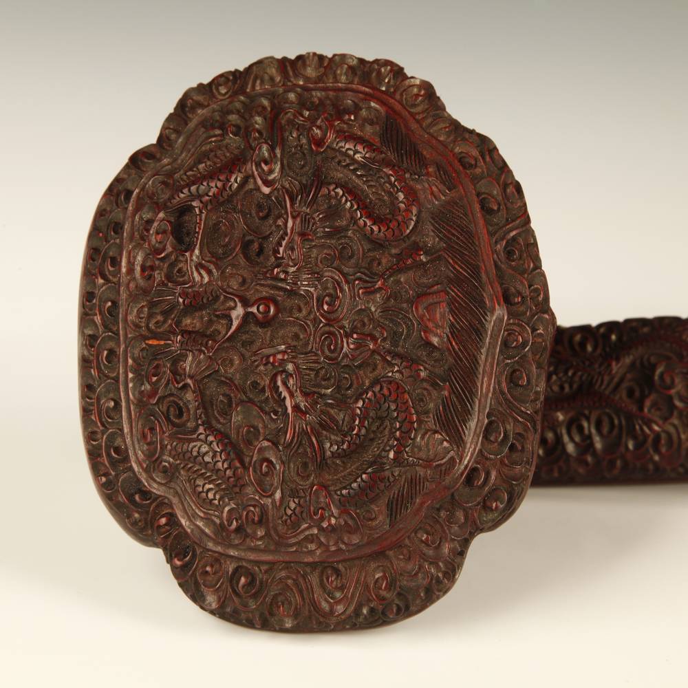 RARE VINTAGE CHINESE RUYI SCEPTER WITH DRAGON SYMBOL ROSEWOOD CHINA ...