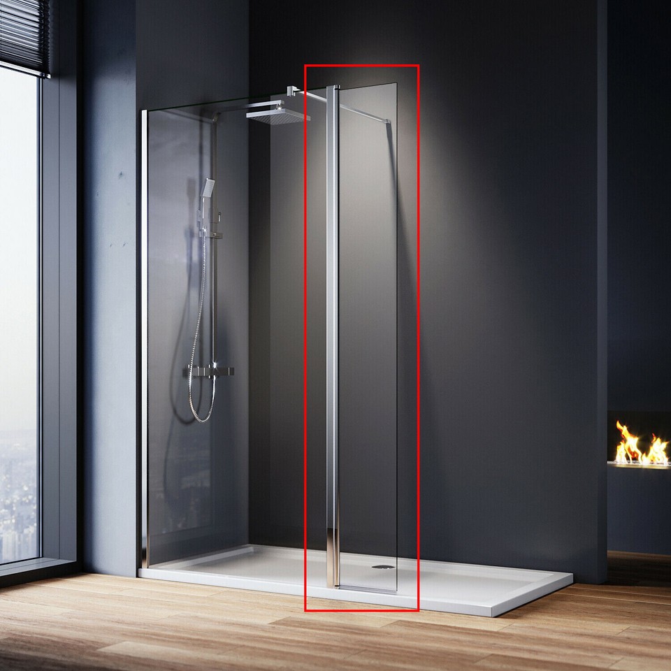 Wet Room Shower Screen With Flipper Walk In Enclosure 8mm NANO Easy ...