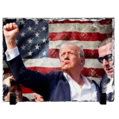 Donald Trump Rally Assassination Attempt Flag on Rock 7.9” X 5.9” Stone ...