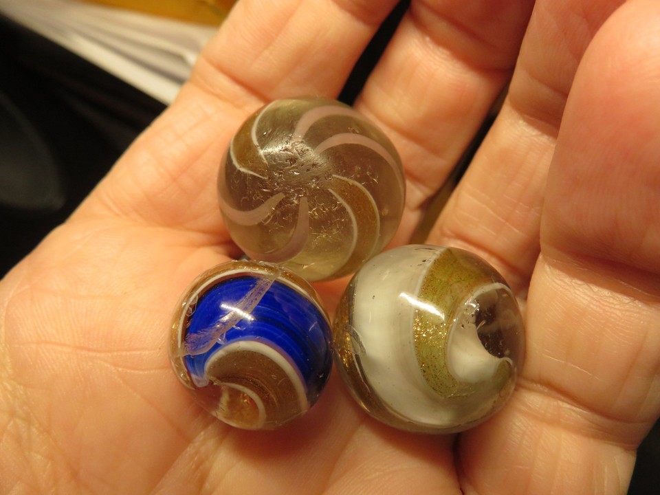3 ANTIQUE HANDMADE GERMAN LUTZ MARBLES RARE !!! | eBay