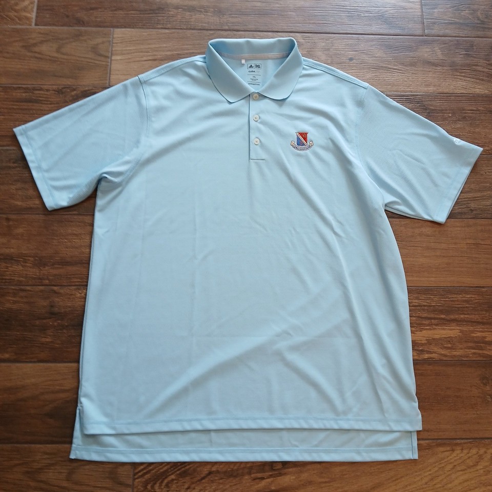 Adidas Polo Mens 2XL XXL Blue Golf Longue Vue Club Performance Stretch ...
