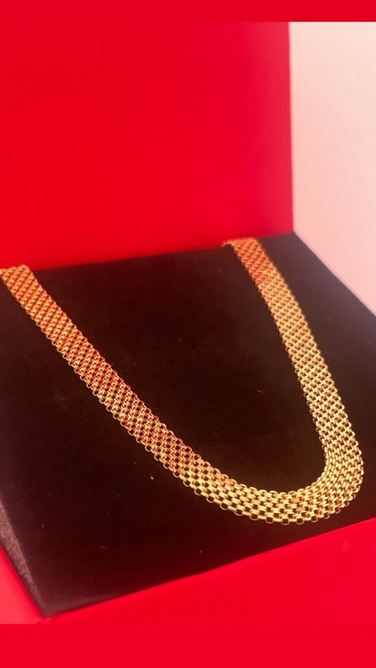 14k Yellow Gold Bismark Chain Choker Necklace - Gold Bismarck Chain 7mm ...