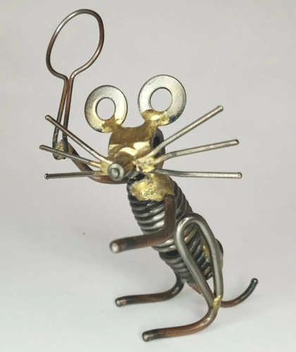 Reclaimed Metal Art Sculpture Tennis Mouse Folk Art Steampunk Nuts ...