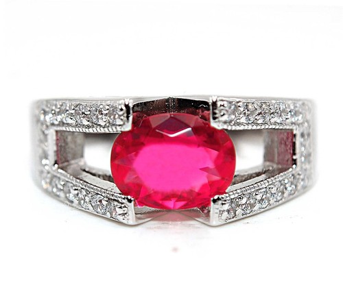 3CT Treated Ruby & Topaz 925 Solid Genuine Sterling Silver Ring Jewelry ...