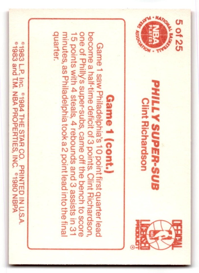 1983-84 Star Philadelphia 76ers Champs Dr. J Moses Malone Erving ...