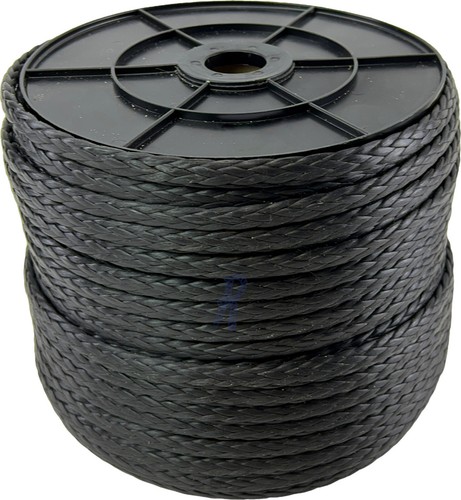 6mm Black HMPE 12 Strand Rope x 40 Metre Reel High Strength Lifting ...