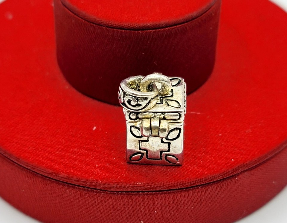 Vtg MJ Small Box Charm Pendant Keepsake Fish Cross Signed Designer ...