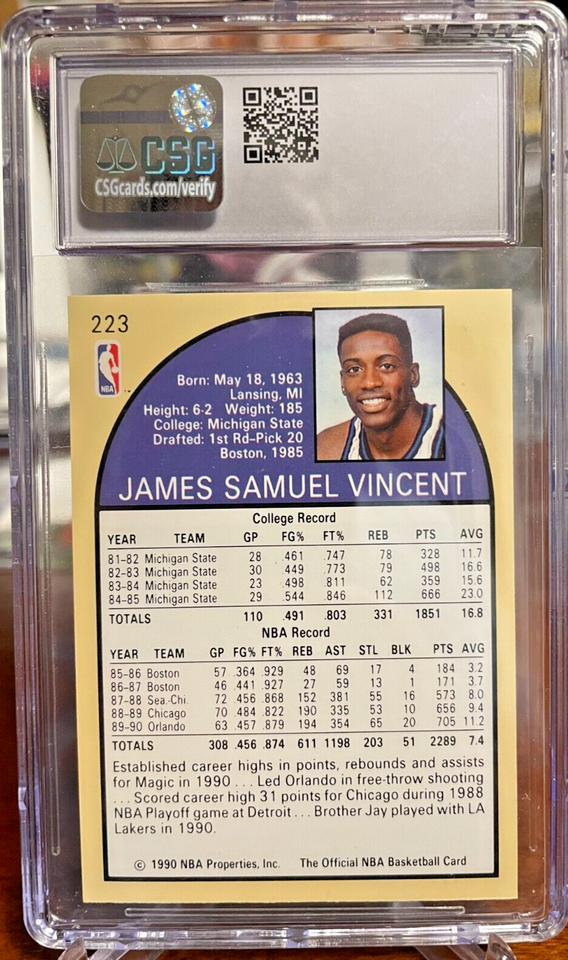 1990-91 NBA Hoops Sam Vincent Card #223 - Michael Jordan Wearing Jersey ...