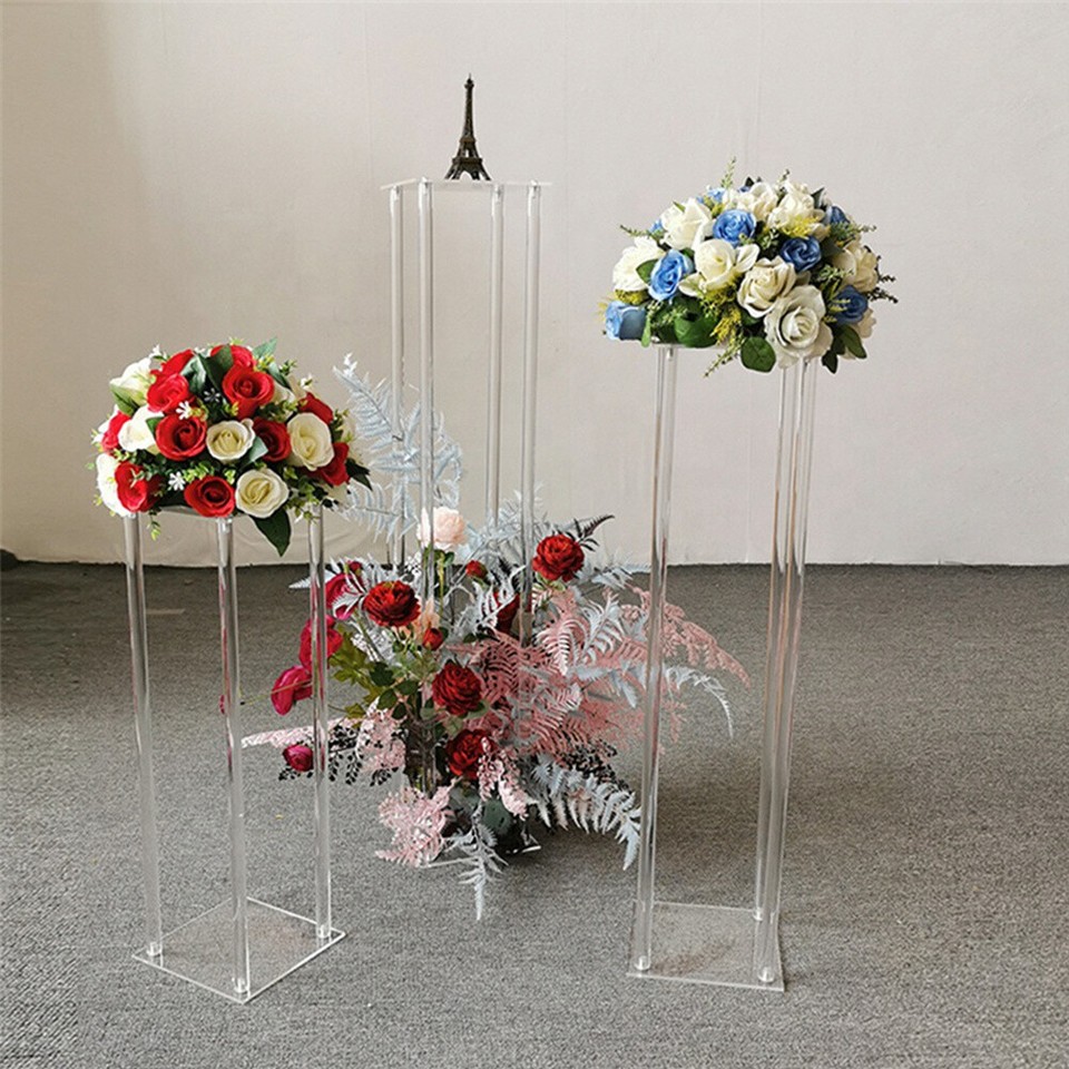 Acrylic Wedding Flower Stand 40/60/80/100cm Pedestal Centrepiece Plinth ...