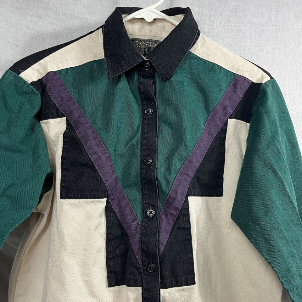 Vintage Spindle River Cotton Canvas Wester Shirt Womens M Aztec ...