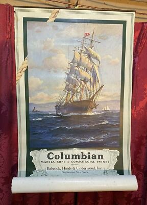 VINTAGE ANTIQUE 1938 NAUTICAL ADVERTISING CALENDAR COLUMBIAN ROPE ...