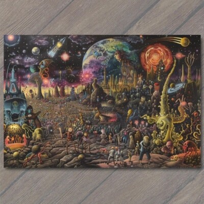 POSTCARD Alien God Civilization Religious Deity Ceremony Sacred Ritual ...